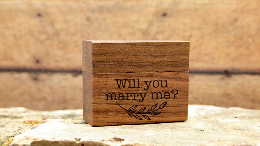 Will You Marry Me Engraved Women's Wooden Proposal Ring Box, Walnut ...