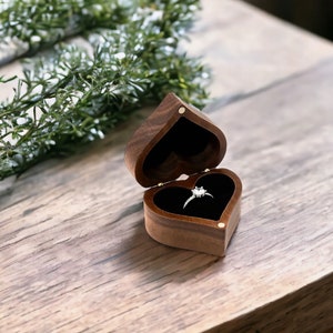 Together Forever Laser Engraved Heart Shaped Wooden Proposal Ring Box ...