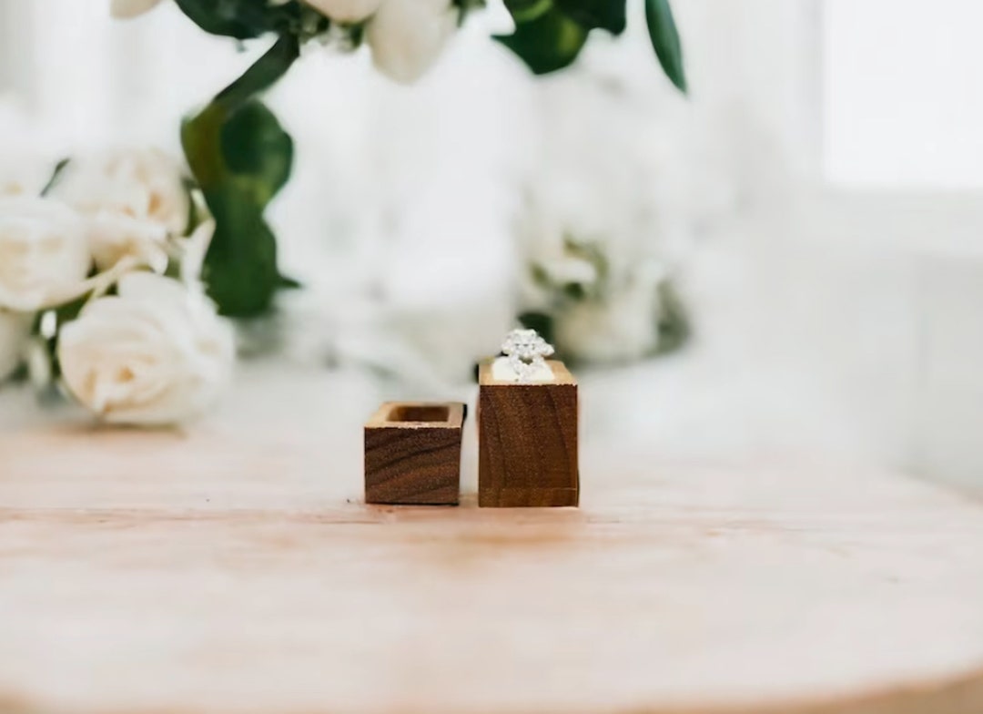 Discreet Pocket Ring Box, Custom Name Engraved Wooden Proposal Ring Box ...