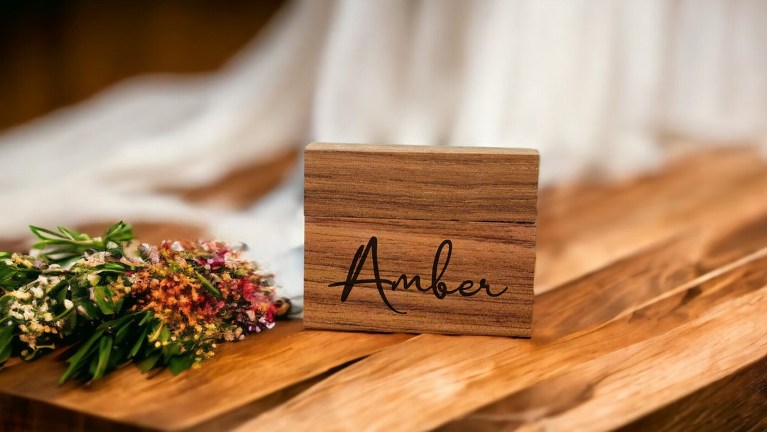 Discreet Pocket Ring Box, Custom Name Engraved Wooden Proposal Ring Box ...