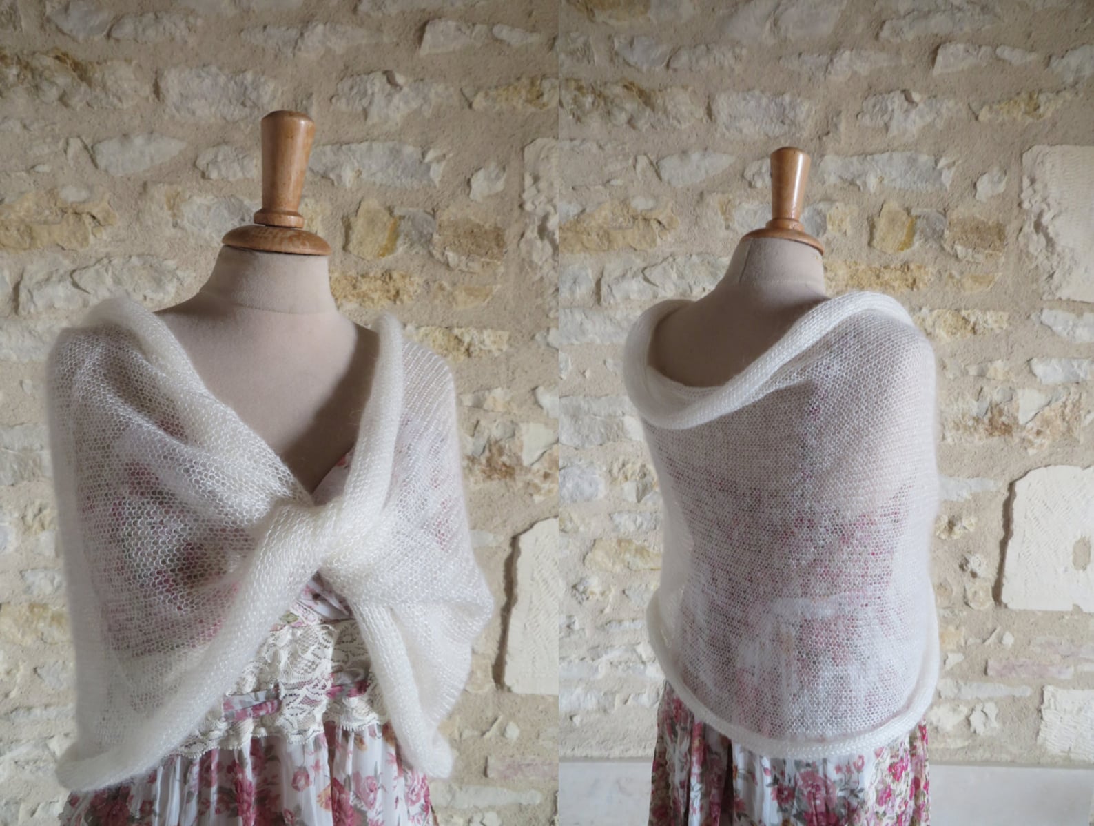 Cape de mariage spéciale dos nu, laine mohair produite et tricotée ...