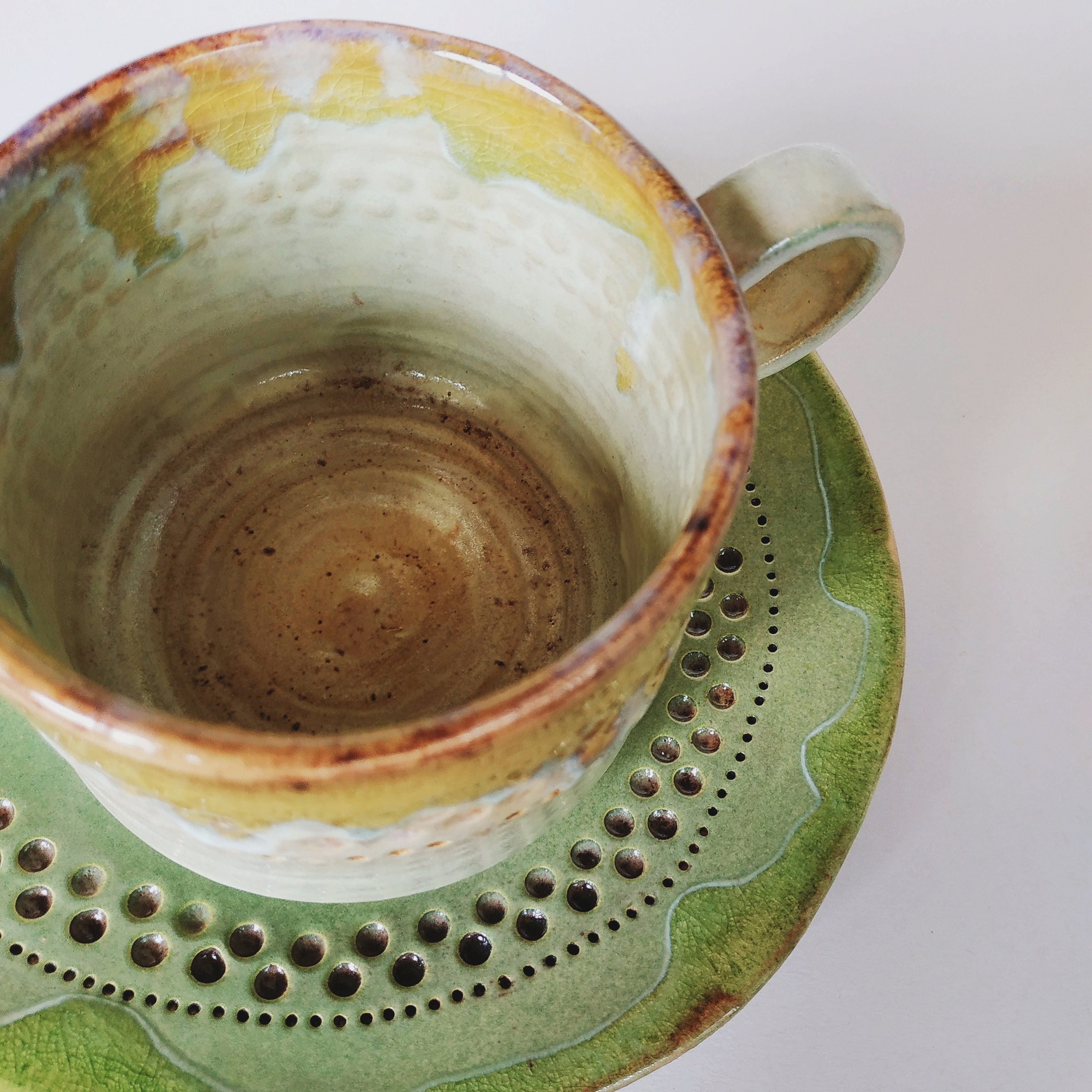 Pottery Mug With Saucer Handmade Ceramic Cappuccino Cup Tea Coffee Mug ...