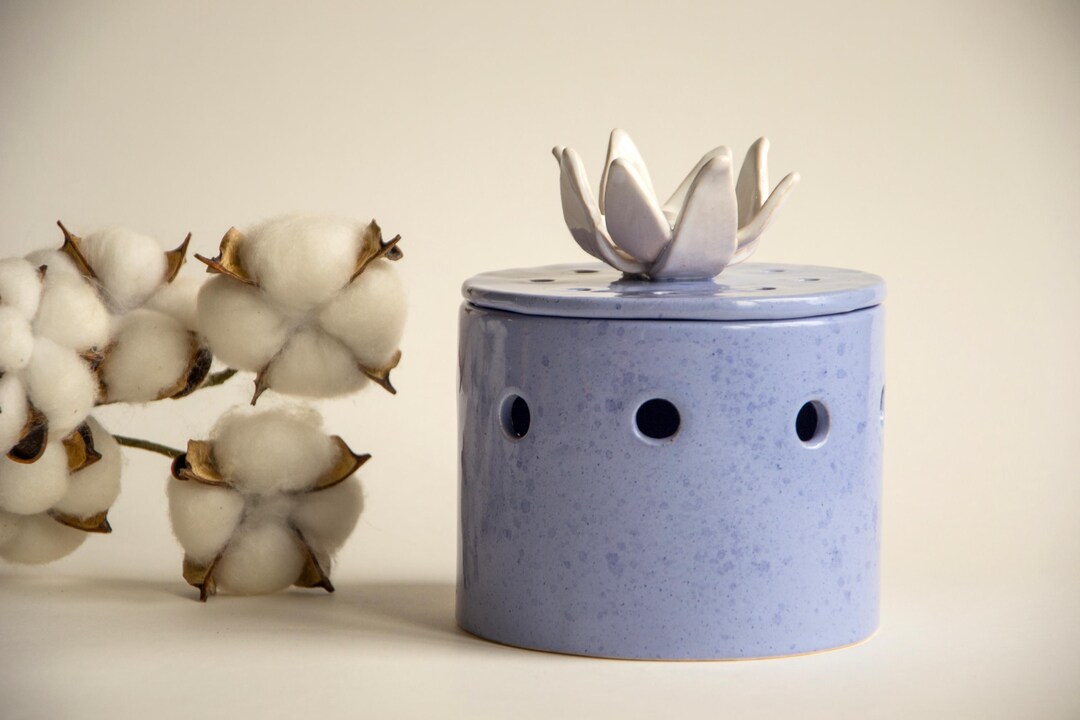Garlic Keeper Handmade Blue Ceramic House Warming Gift Kitchen Present ...