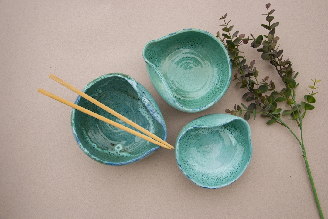 Pottery Ramen Noodle Bowl Ceramic Rice Bowl Cute Footed Bowl Handmade ...