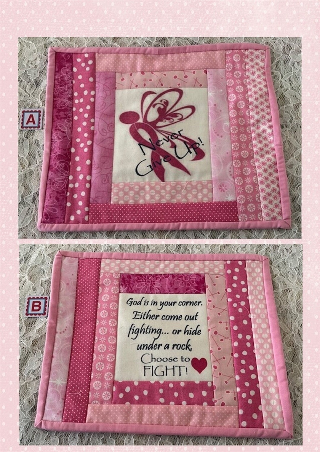 Breast Cancer Awareness Mug Rug/table/place Mat/wall Hanging. Pink ...