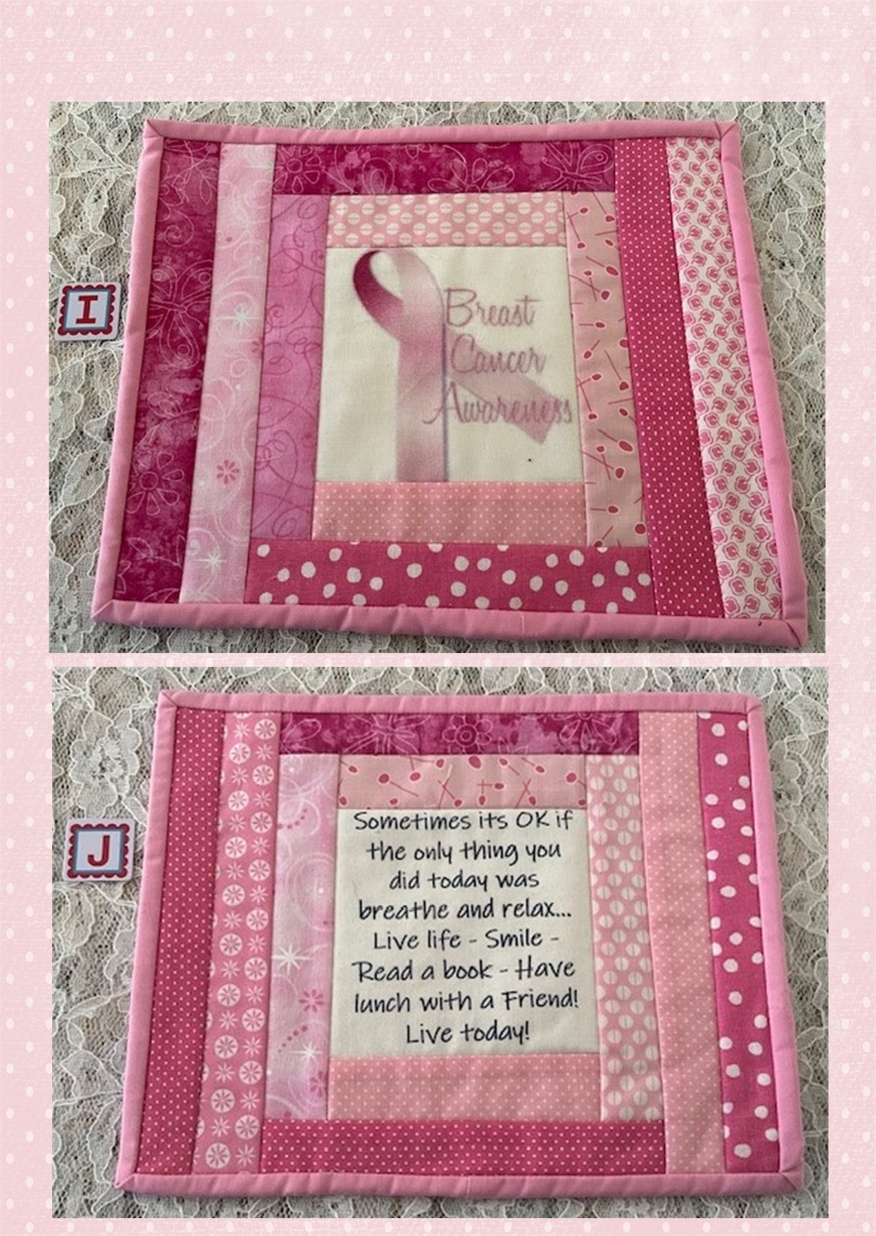 Breast Cancer Awareness Mug Rug/table/place Mat/wall Hanging. Pink ...