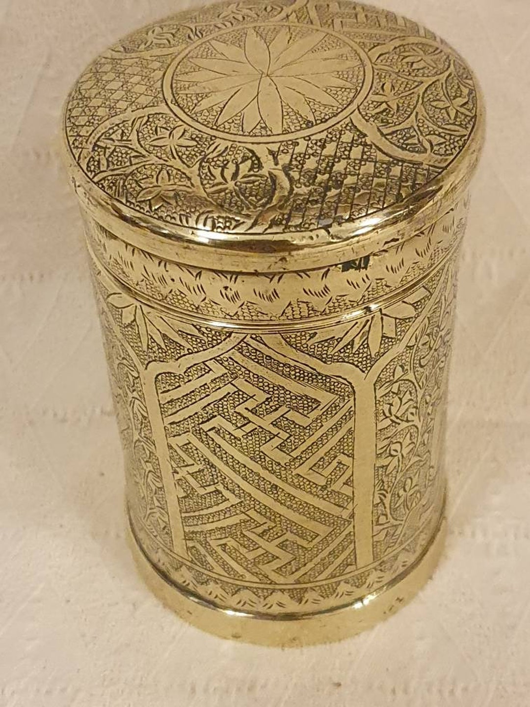 Heavy Brass Cylindrical Box and Lid From Indonesia - Etsy
