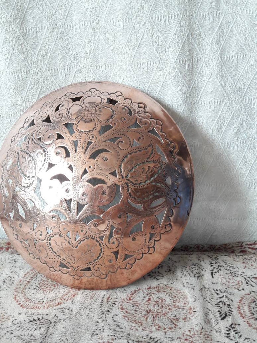 Openwork Copper Shield, Round Wall Ornament, - Etsy