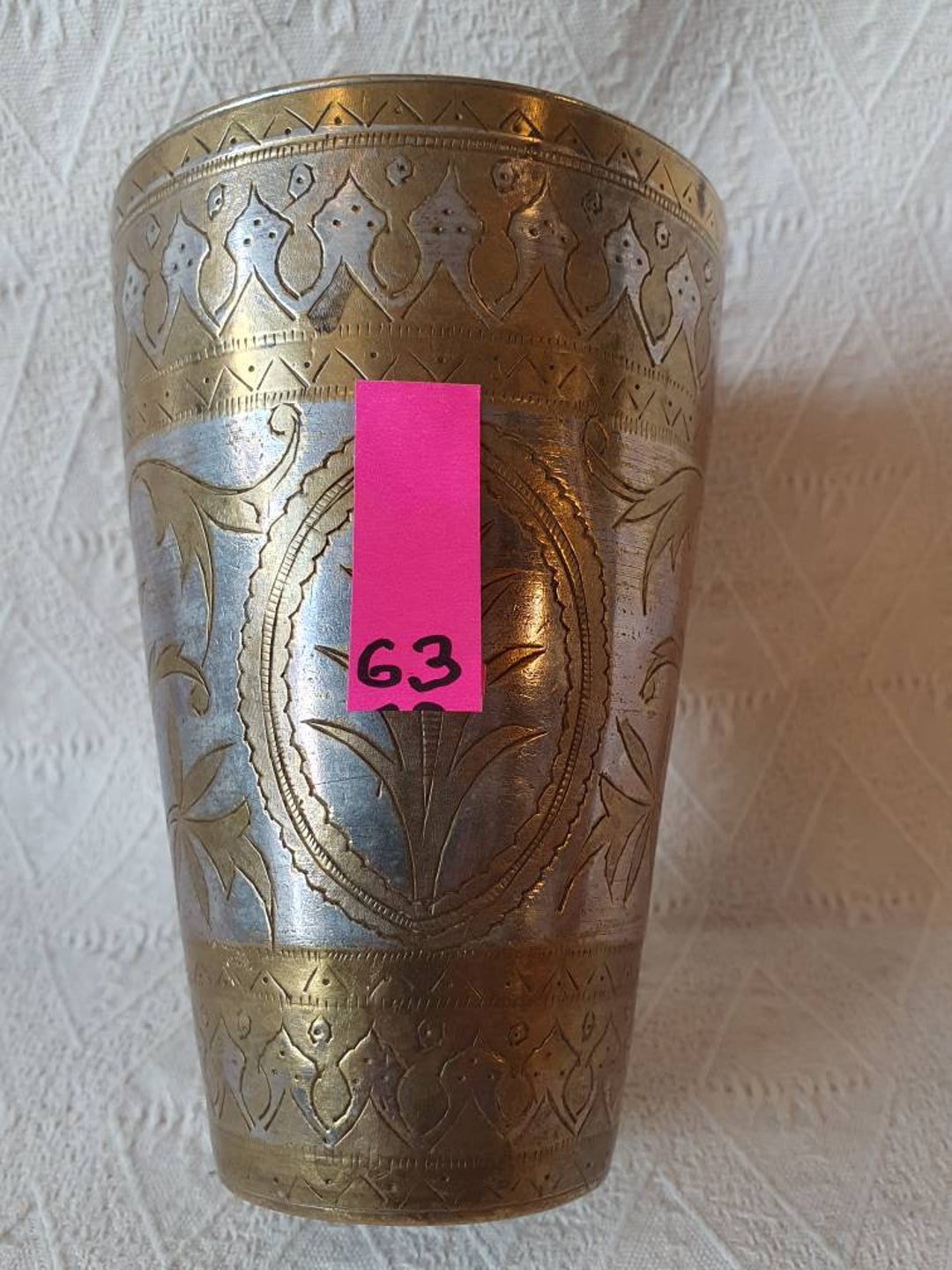 Vintage Metal Beaker From India Made and Finely Decorated by - Etsy