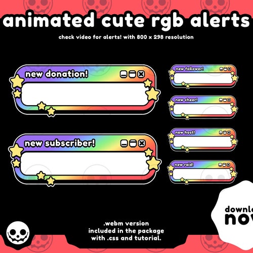 Animated Cute Streamer Alert Pack for Twitch / Rgb / Color - Etsy