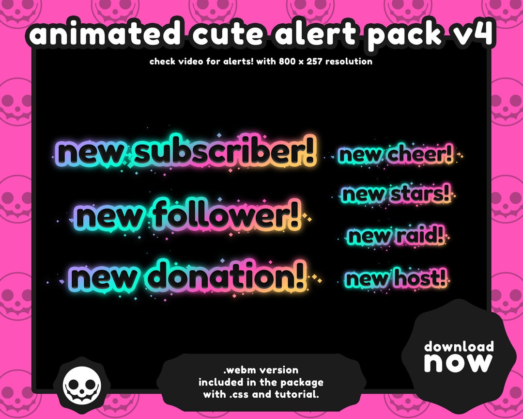 Animated Cute Streamer Alert Pack V4 for Twitch / Rgb / Color - Etsy