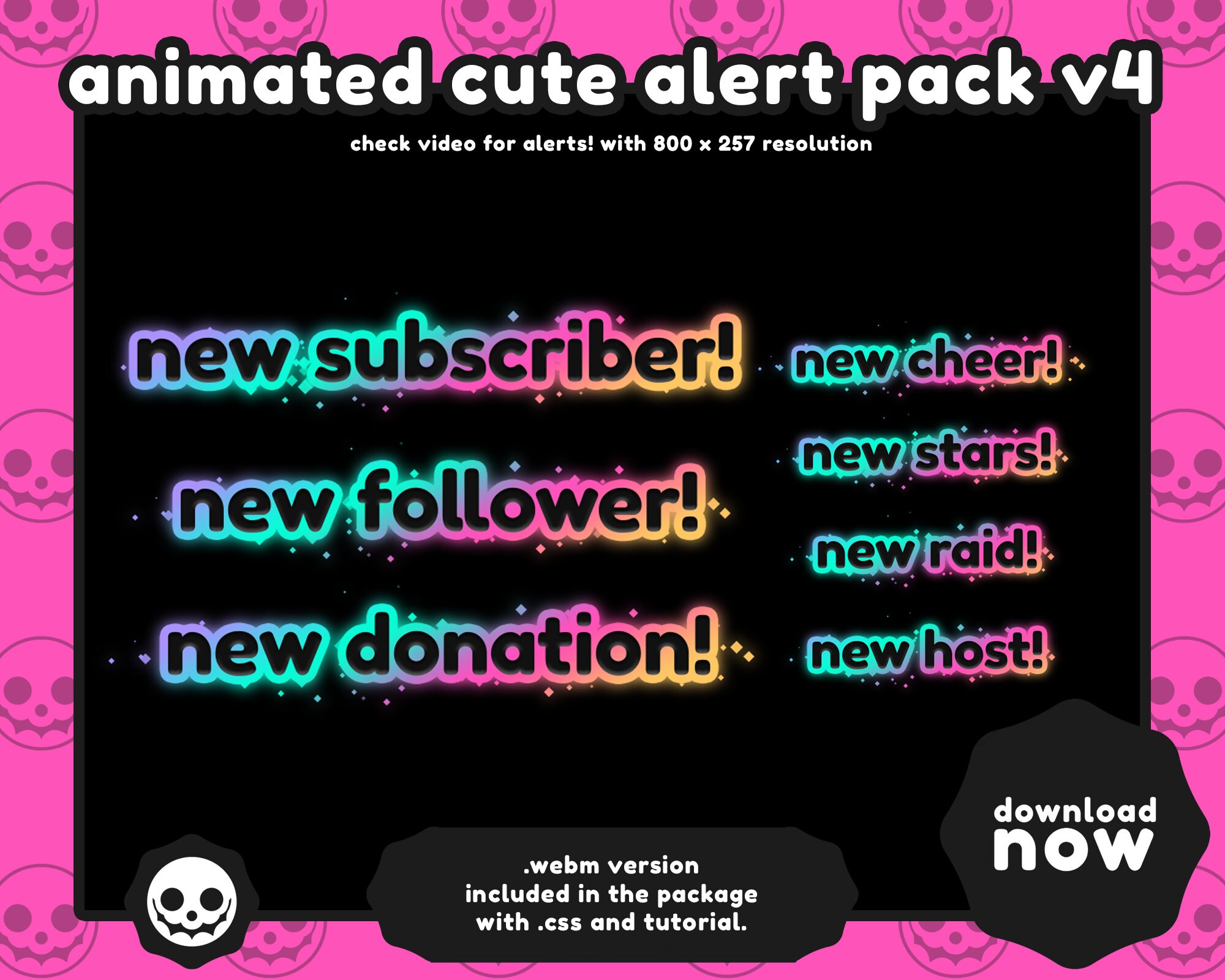 Animated Cute Streamer Alert Pack V4 for Twitch / Rgb / Color - Etsy