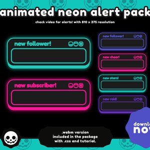 Animated Cute Neon Streamer Alert Pack for Twitch / Rgb / - Etsy