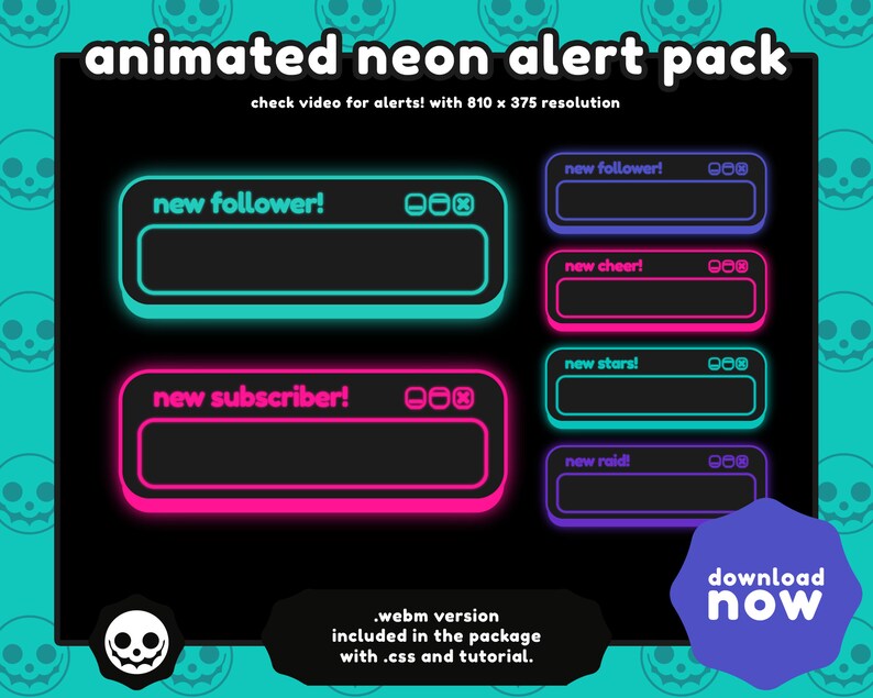Animated Cute Neon Streamer Alert Pack for Twitch / Rgb / - Etsy