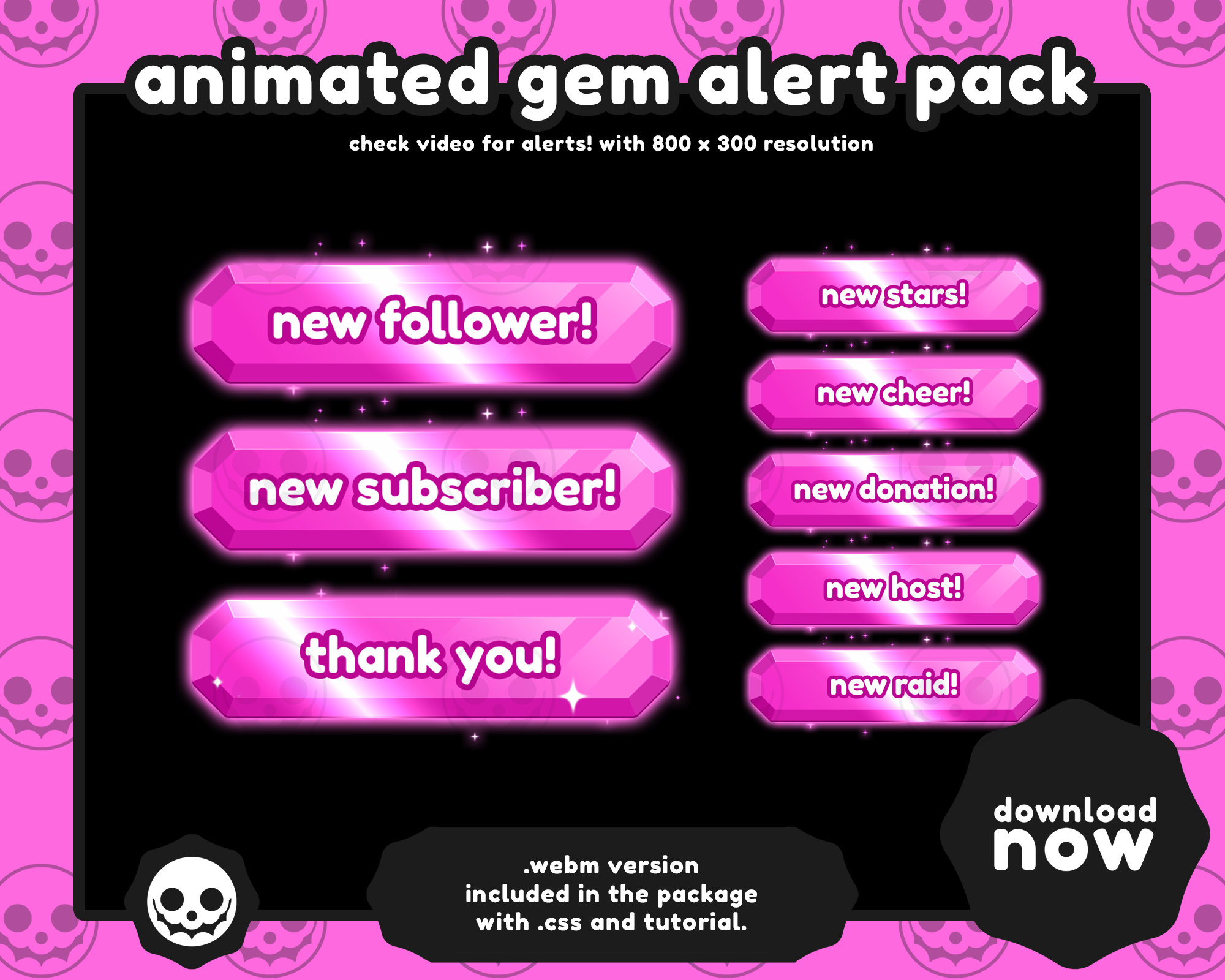 Animated Gem Alert Pack / Cute / Jewel / Shining / Pink / Text - Etsy