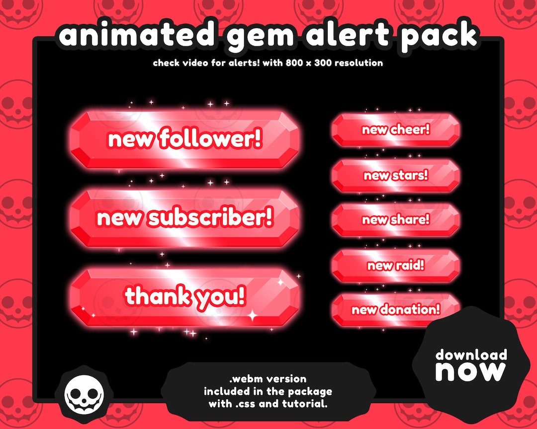 Animated Gem Alert Pack / Cute / Jewel / Shining / Red Pink / - Etsy