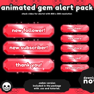 Animated Gem Alert Pack / Cute / Jewel / Shining / Red Pink / - Etsy