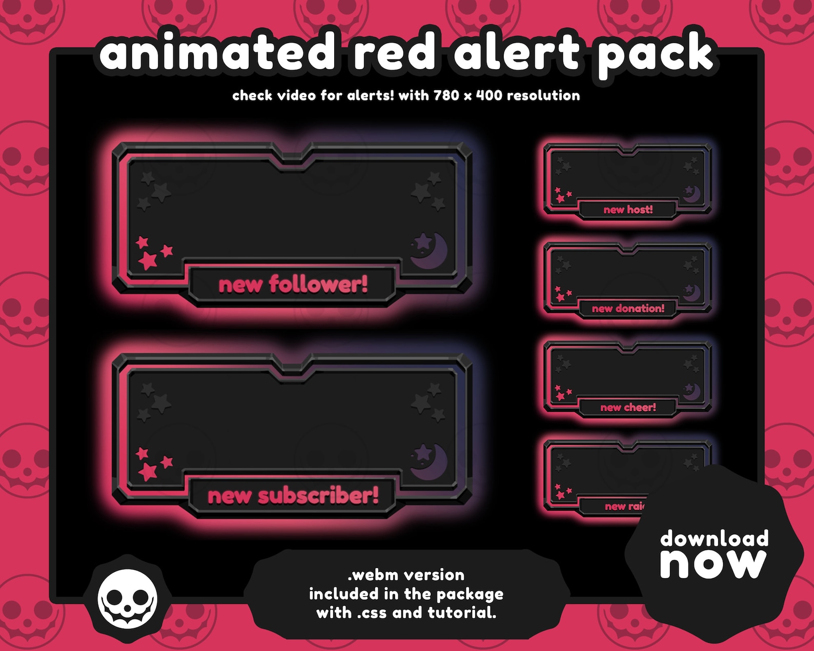 Animated Cute Red Streamer Alert Pack for Twitch / Rgb / Color - Etsy