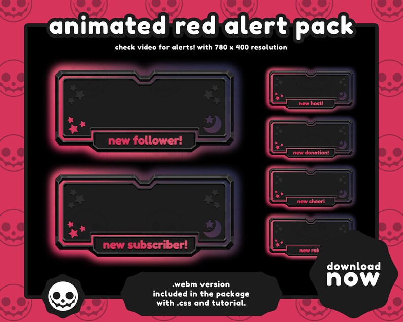 Animated Cute Red Streamer Alert Pack for Twitch / Rgb / Color - Etsy