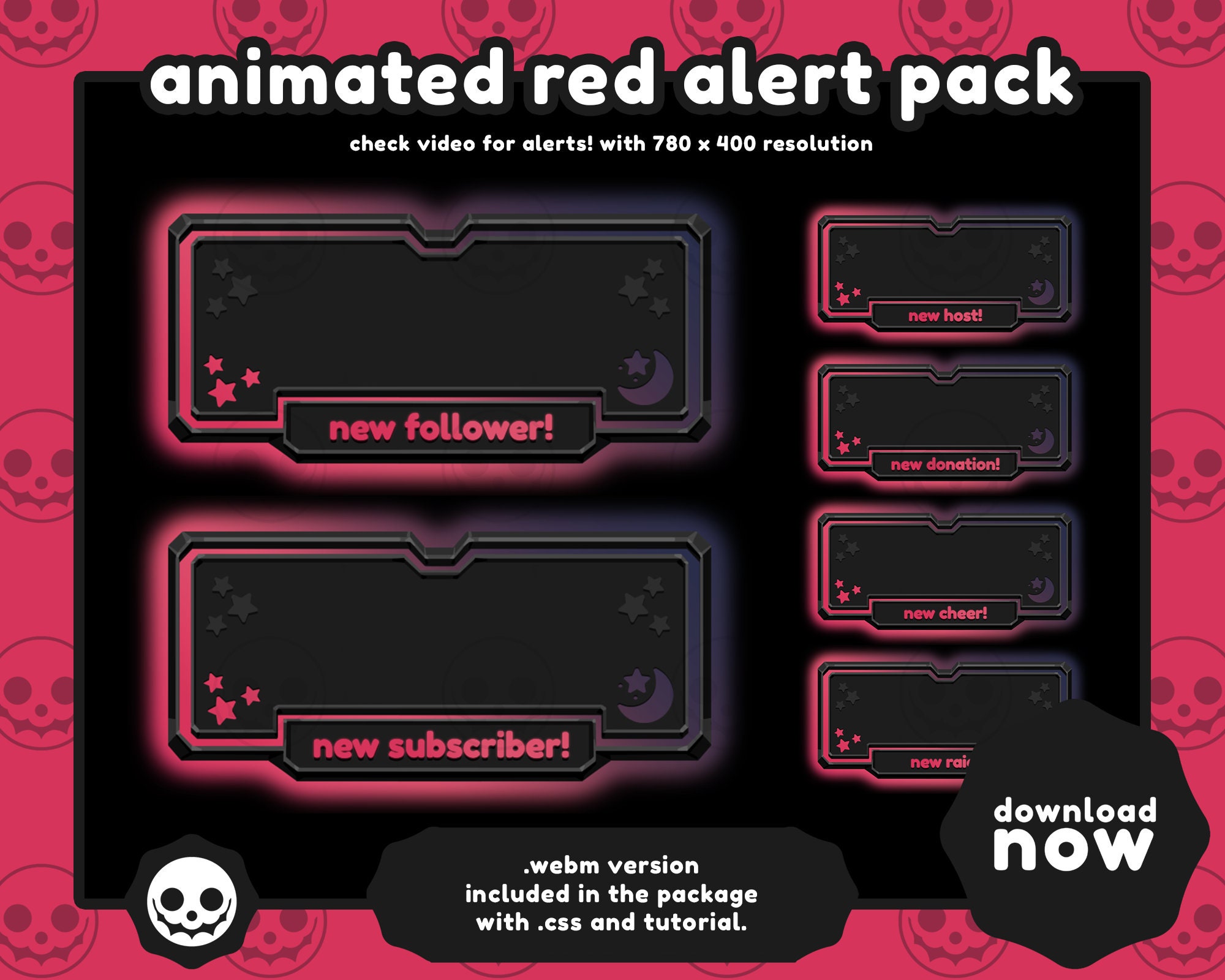 Animated Cute Red Streamer Alert Pack for Twitch / Rgb / Color - Etsy
