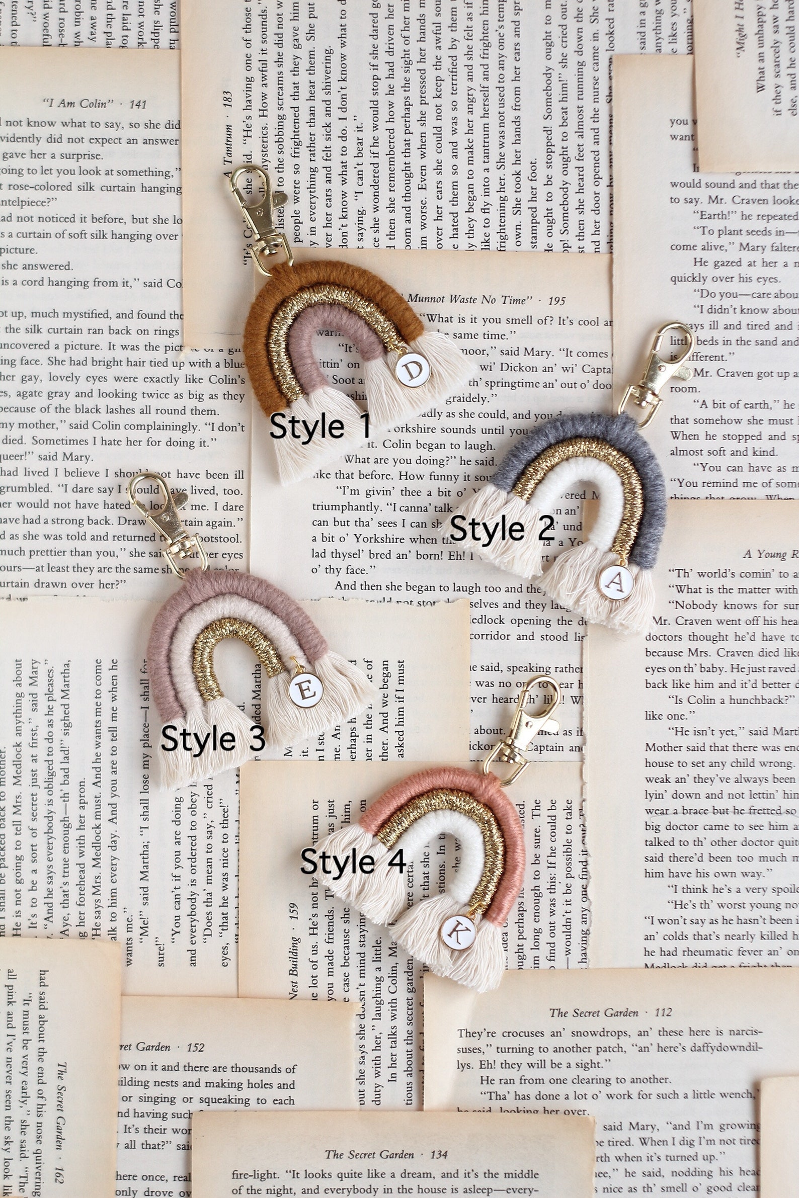 Personalized Macrame Rainbow Keychain with A-Z Letter Charms | Etsy