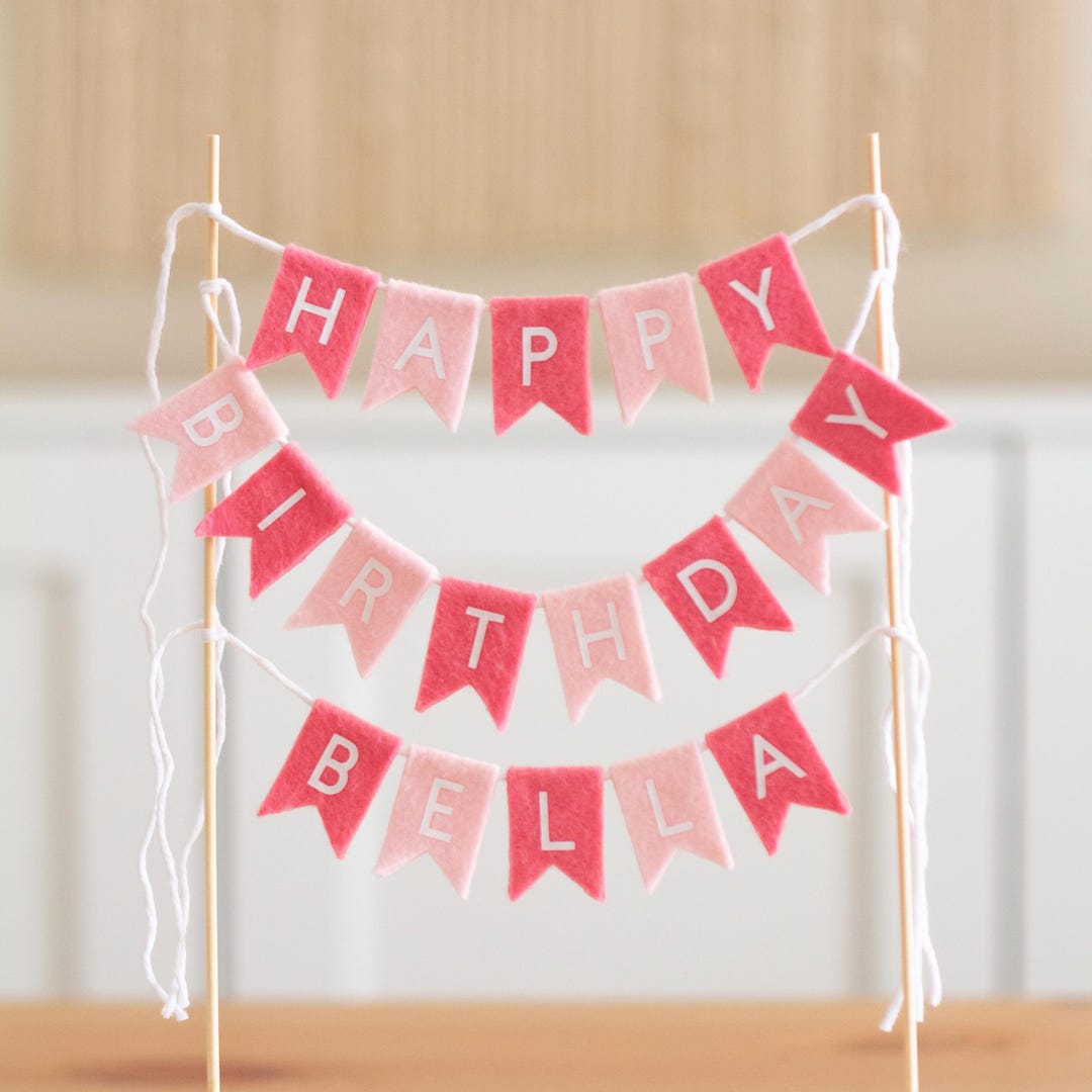 Personalized Bunting Cake Topper - Custom Name Flag Cake Banner in ...