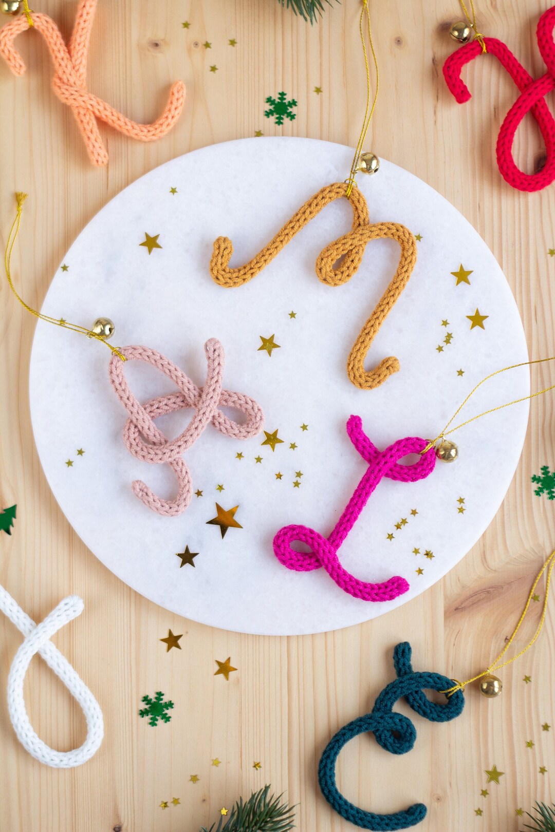 Knitted Wire Letter Christmas Ornament Custom Stocking Tag - Etsy