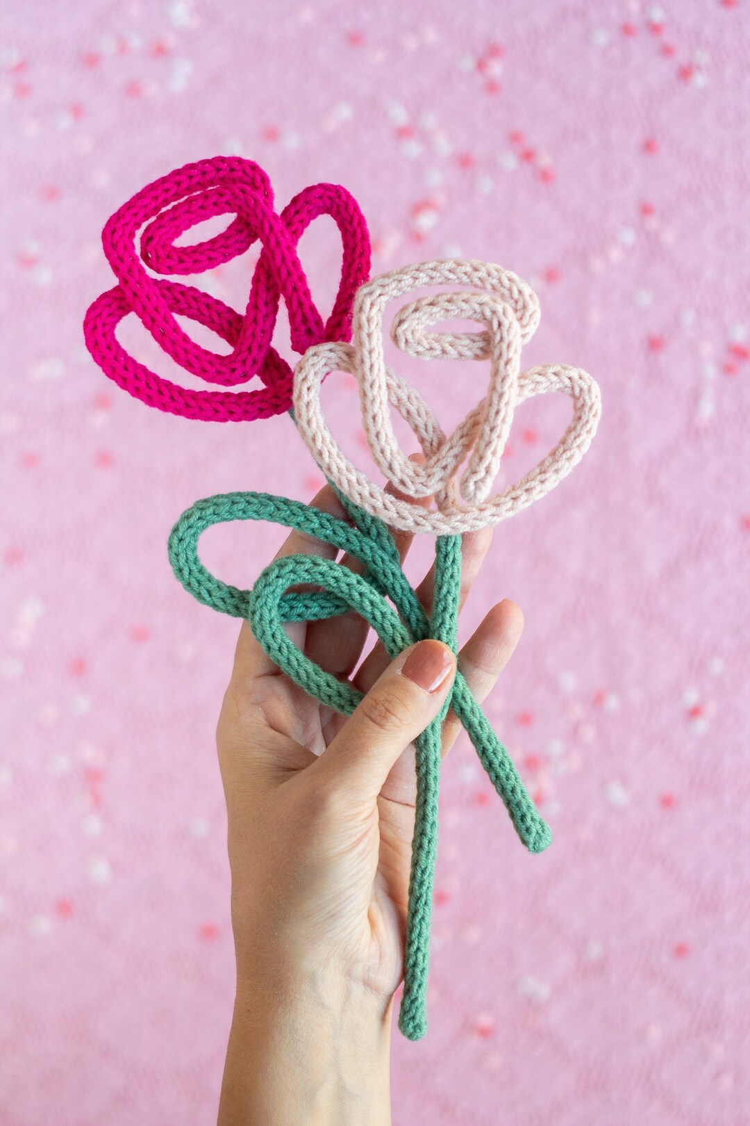 Knitted Wire Flower Tricotin Flower Decor Custom Valentine' S Day Gift ...