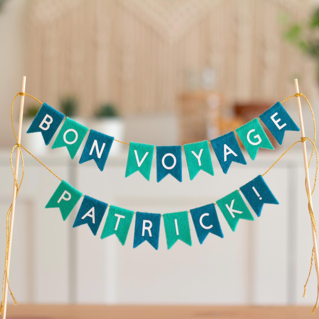 Personalized Bon Voyage Cake Topper - Travel Farewell Cake Decor ...