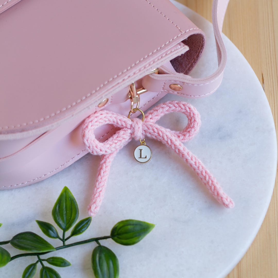 Personalized Bow Bag Charm With Letter - Custom Initial Bow Keychain ...