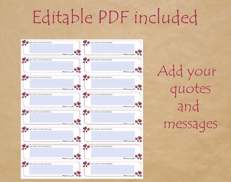 PRINTABLE Love Notes to My Girlfriend - 365 Messages Quotes for Jar, 12 ...