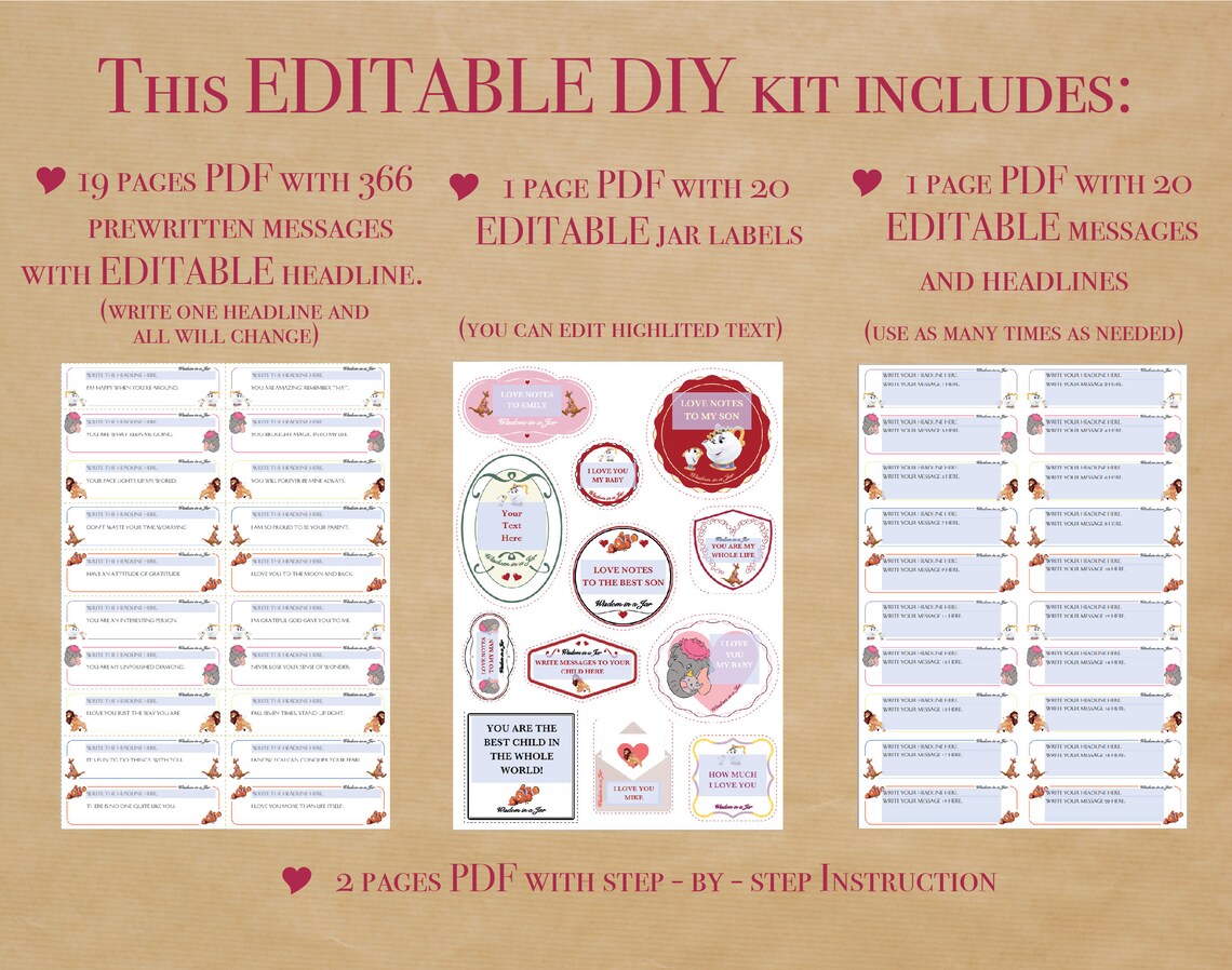 PRINTABLE Personalised Love Notes to Children Messages for a | Etsy