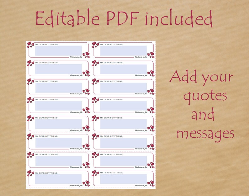 PRINTABLE Love Notes to My Boyfriend Valentines - 365 Messages, Miss ...