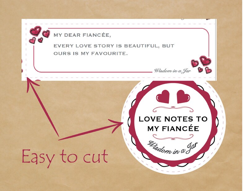 PRINTABLE Love Notes to My Fiancée - 365 Messages, 12 Jar Labels ...