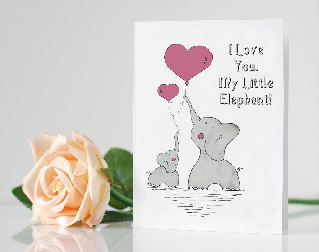 Printable Editable Card, Instant Download Greeting, Pink Elephant ...
