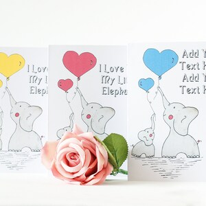 Printable Editable Card, Instant Download Greeting, Pink Elephant ...