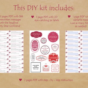 PRINTABLE Love Notes to My Girlfriend - 365 Messages Quotes for Jar, 12 ...