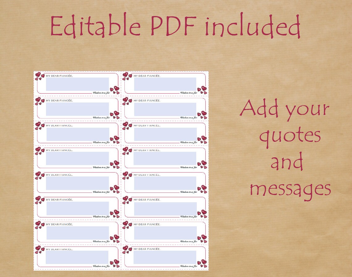 PRINTABLE Love Notes to My Fiancée - 365 Messages, 12 Jar Labels ...