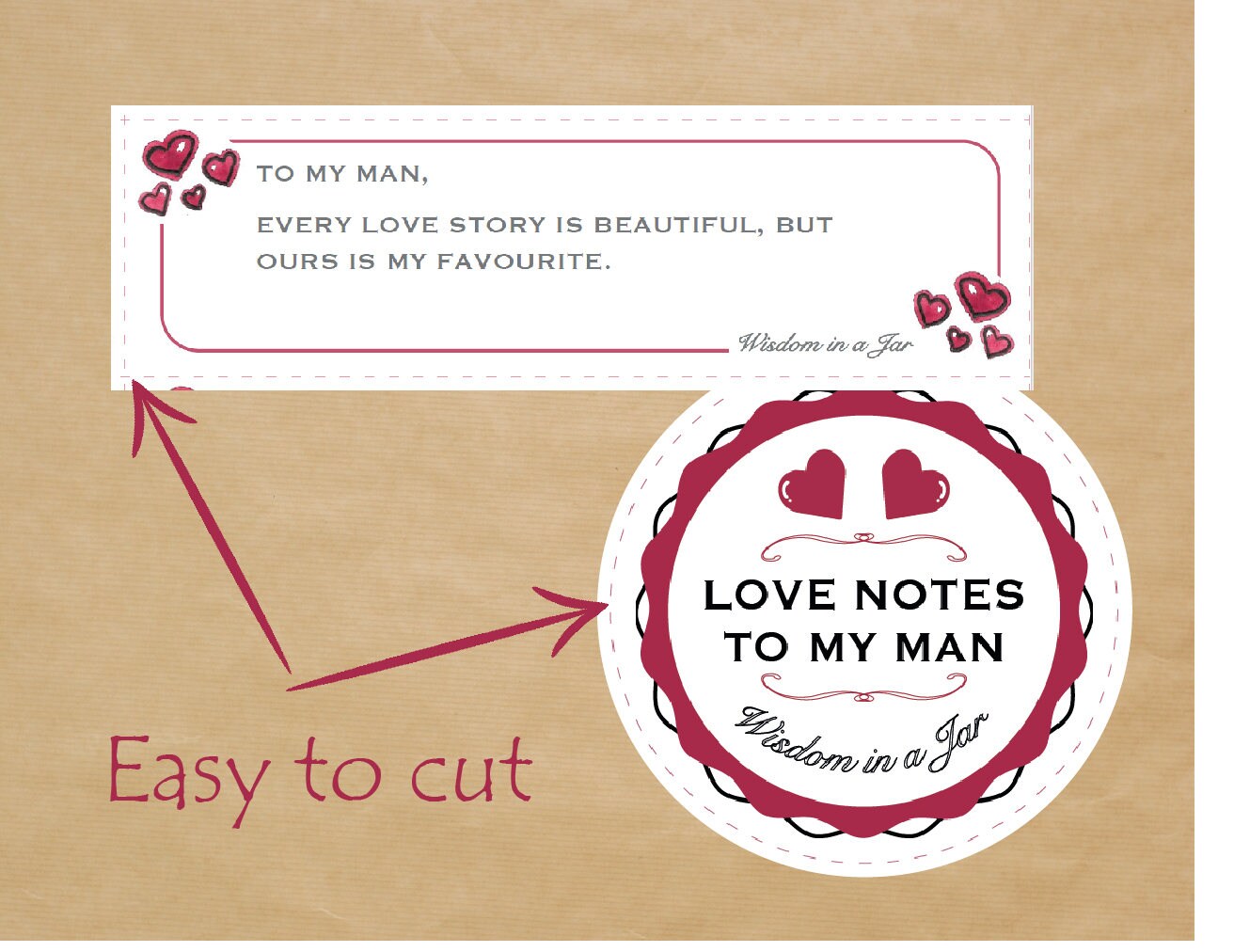 PRINTABLE Valentines Love Notes to My Man 365 messages jar | Etsy