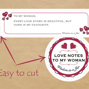 PRINTABLE Love Notes to My Woman - 365 Messages Quotes, 12 Jar Labels ...