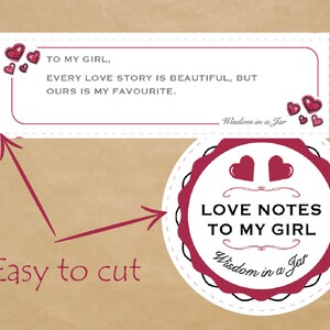 PRINTABLE Romantic Love Notes to My Girl - 365 Messages, 12 Jar Labels ...