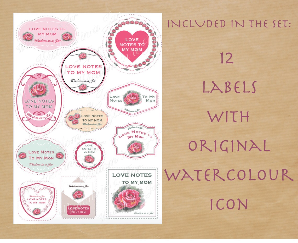 PRINTABLE Love Notes to My Mom - 365 Messages Quotes Cards, Jar Labels ...