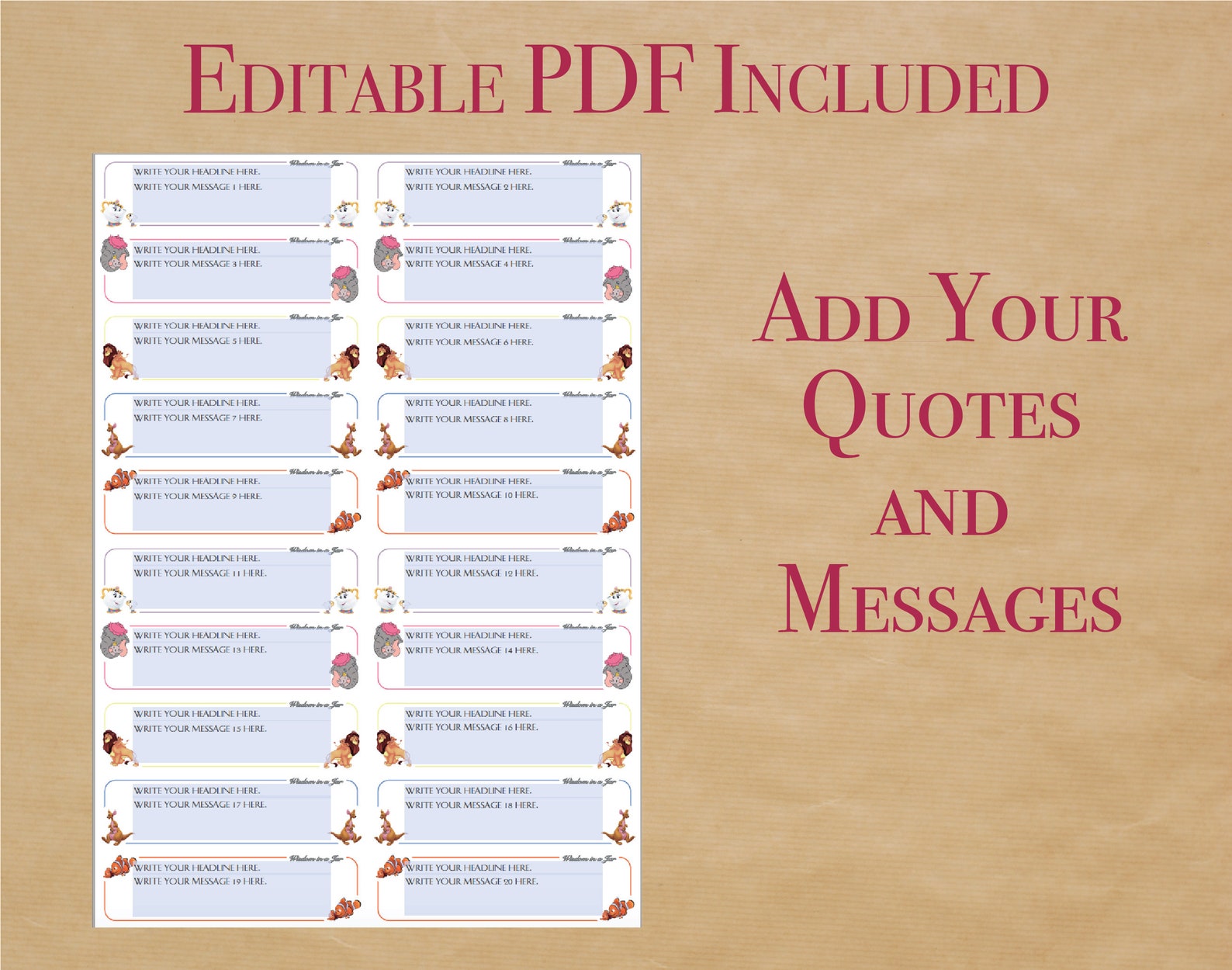 PRINTABLE Personalised Love Notes to Children Messages for a - Etsy