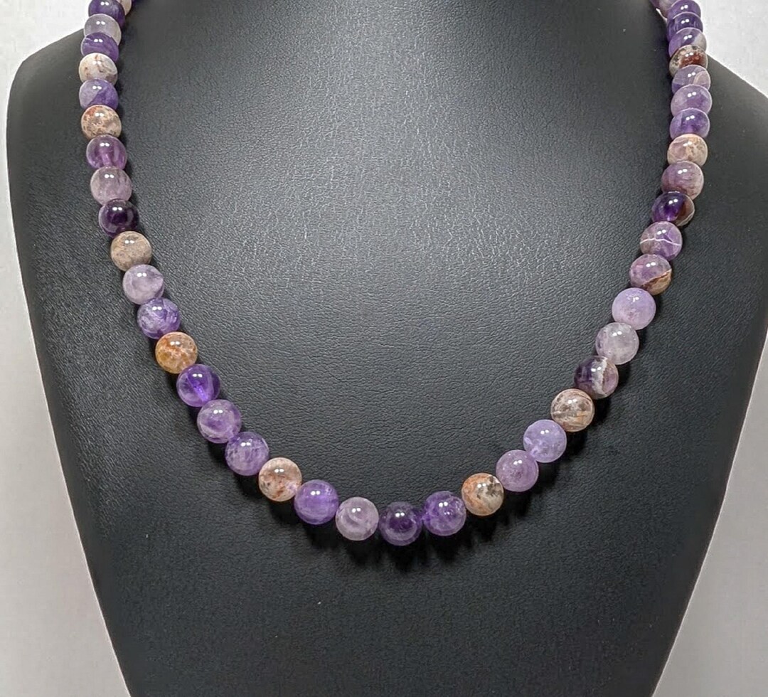 Natural 8mm Dog Tooth Amethyst Bead Necklace-16 Inch 18 Inch, 20 Inch ...