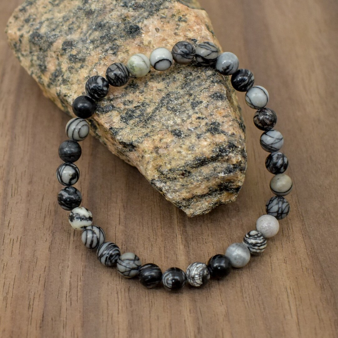Natural 6 Mm Network Stone Bead Bracelet-5 Inch to 9 Inch-men, Women ...