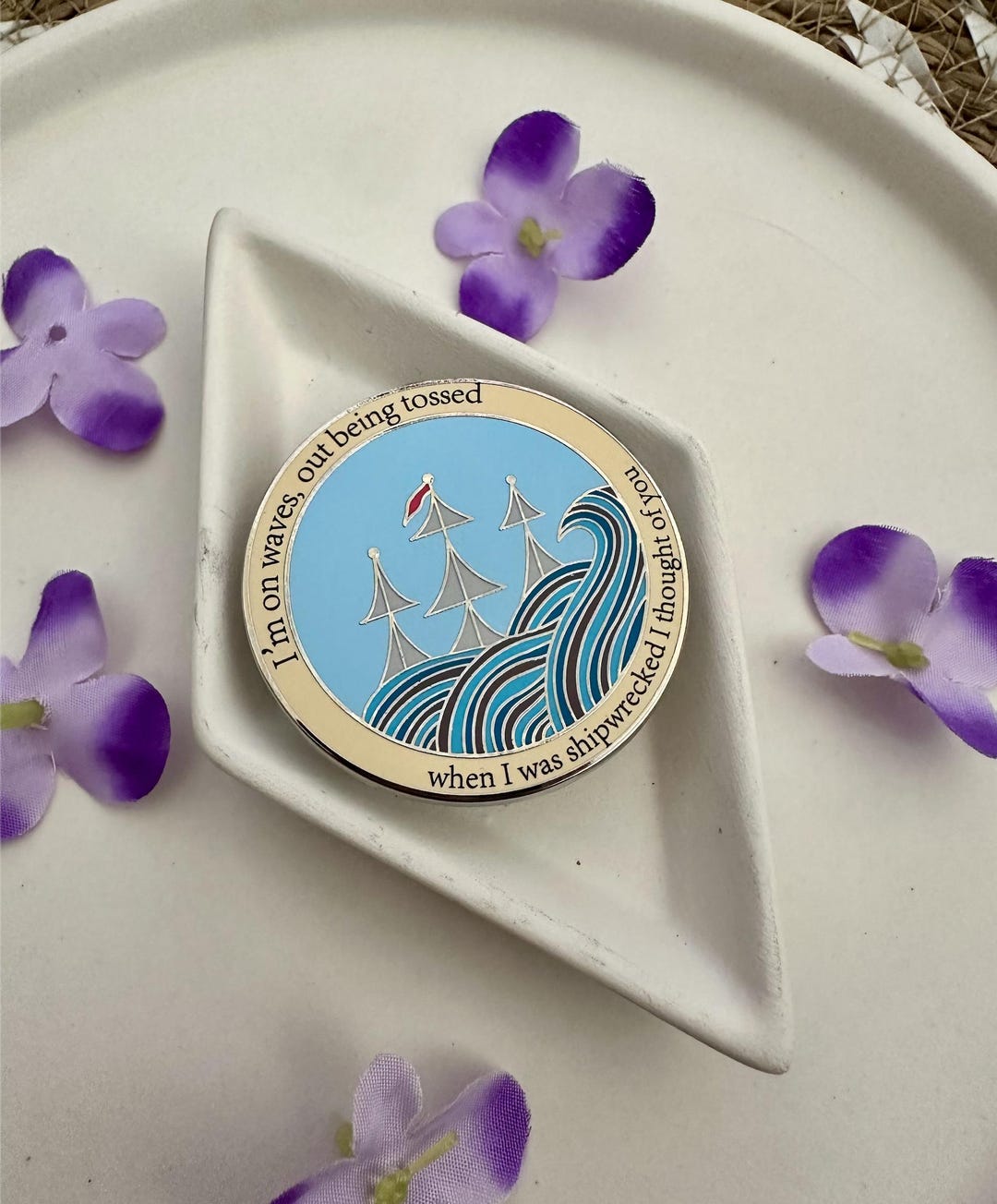 Waves Pin - Ocean Pin - Shipwrecked Pin - Etsy