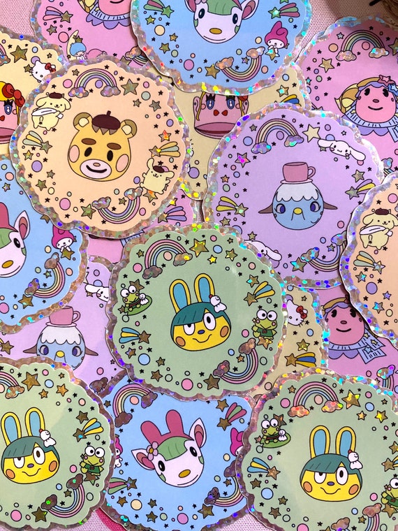 Cute Animal Glitter Stickers Video Game Glitter Stickers | Etsy