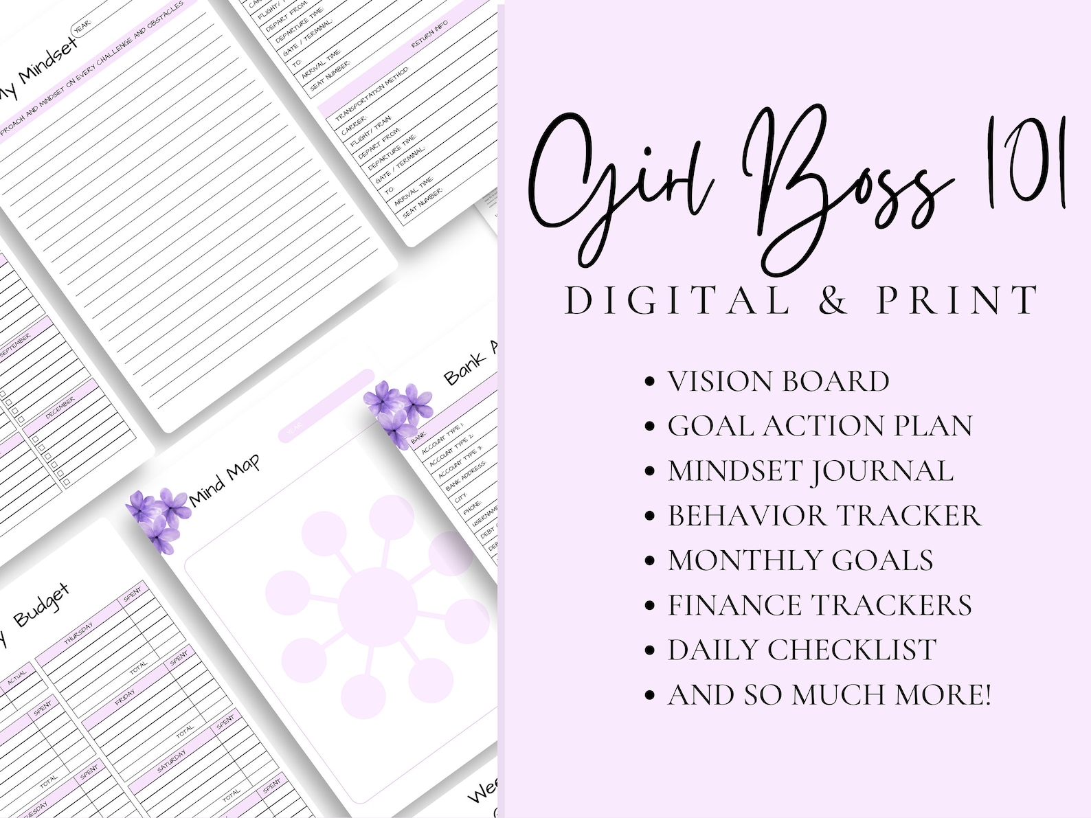 Girl Boss Planner: Daily Reflection Journal, Budget Binder, Self Care ...