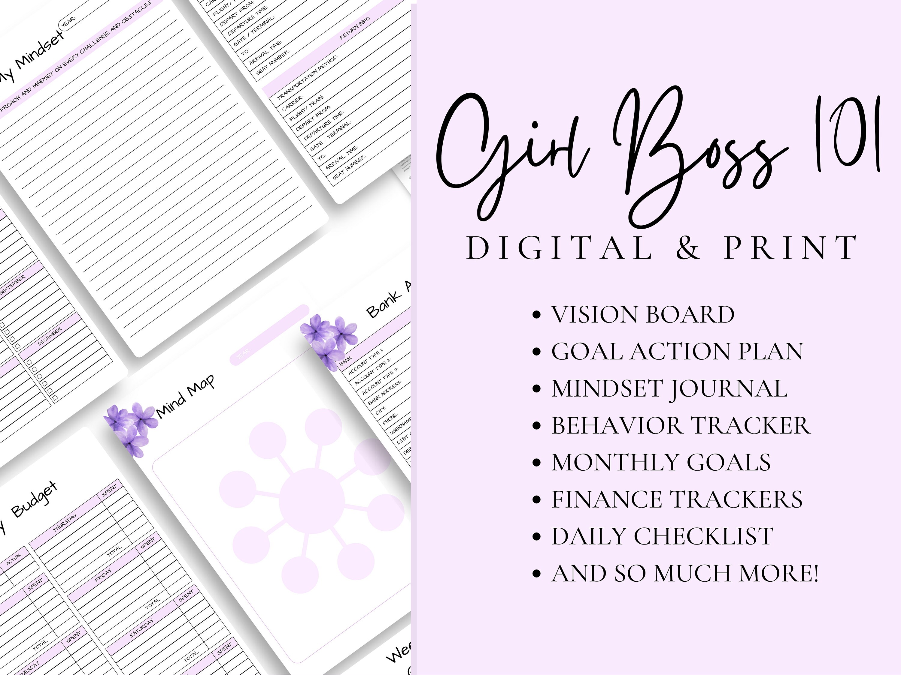 Girl Boss Planner: Daily Reflection Journal, Budget Binder, Self Care ...