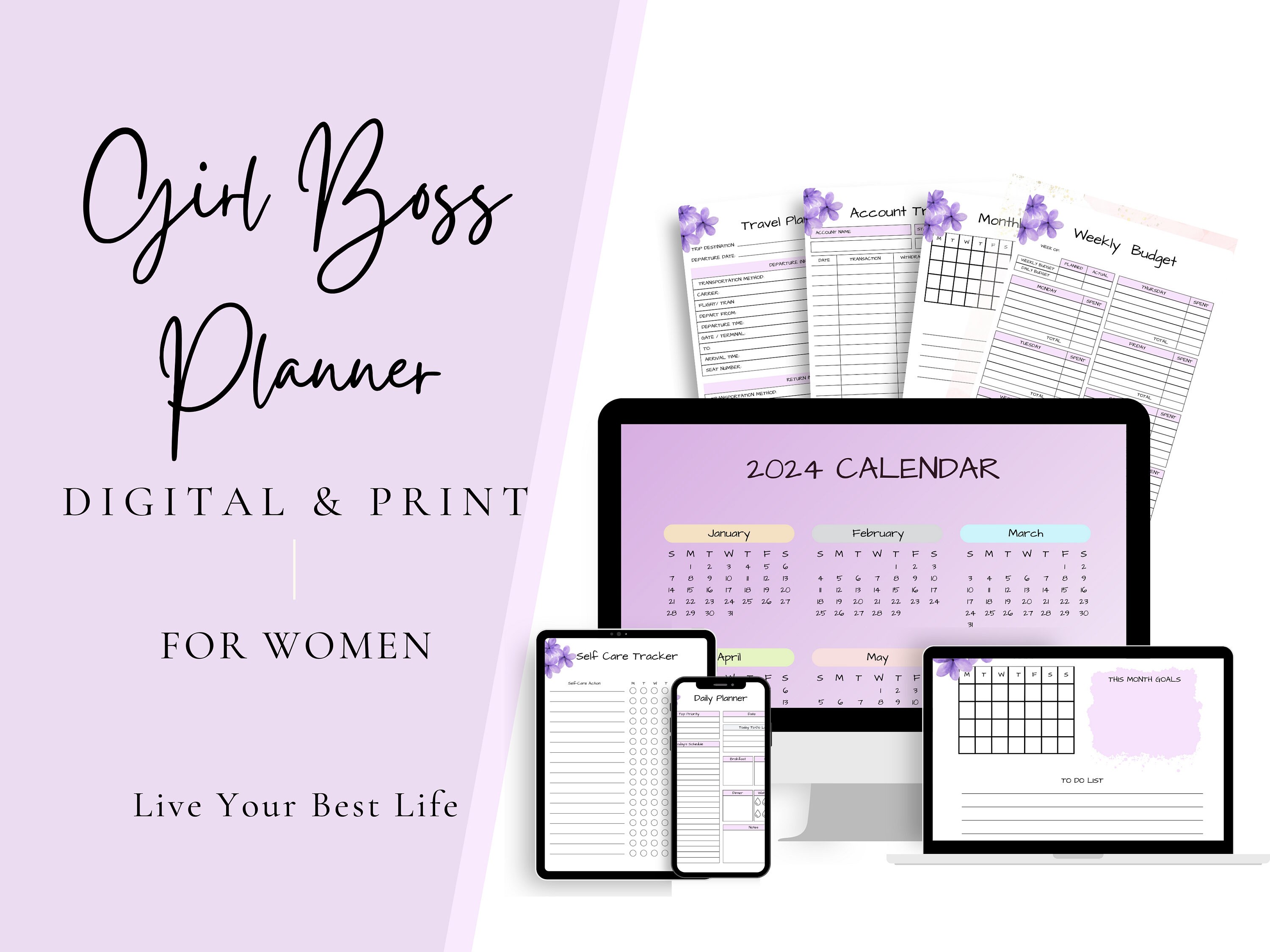 Girl Boss Planner: Daily Reflection Journal, Budget Binder, Self Care ...